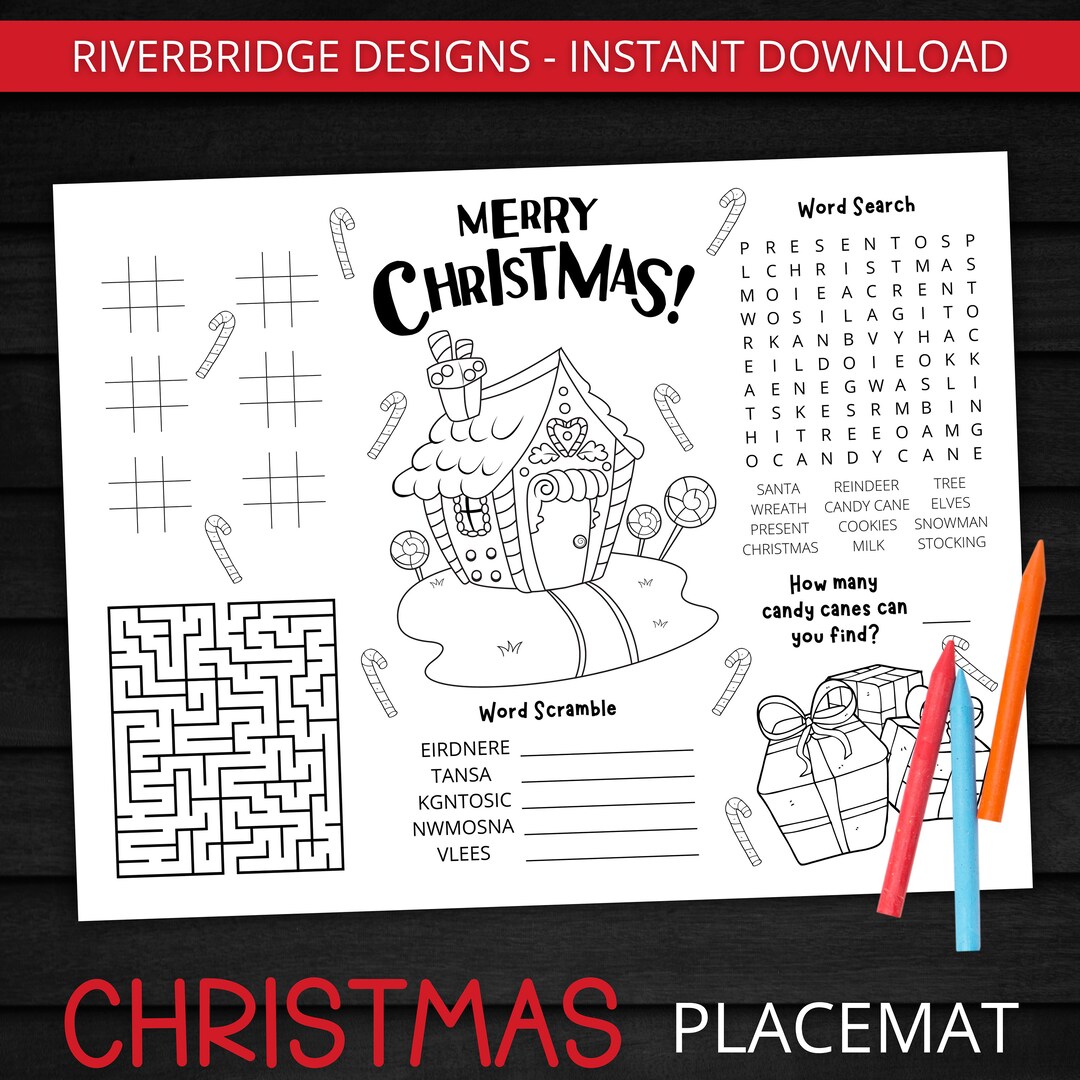 Christmas Placemat - Printable Activities for Families and Kids | 8 ...