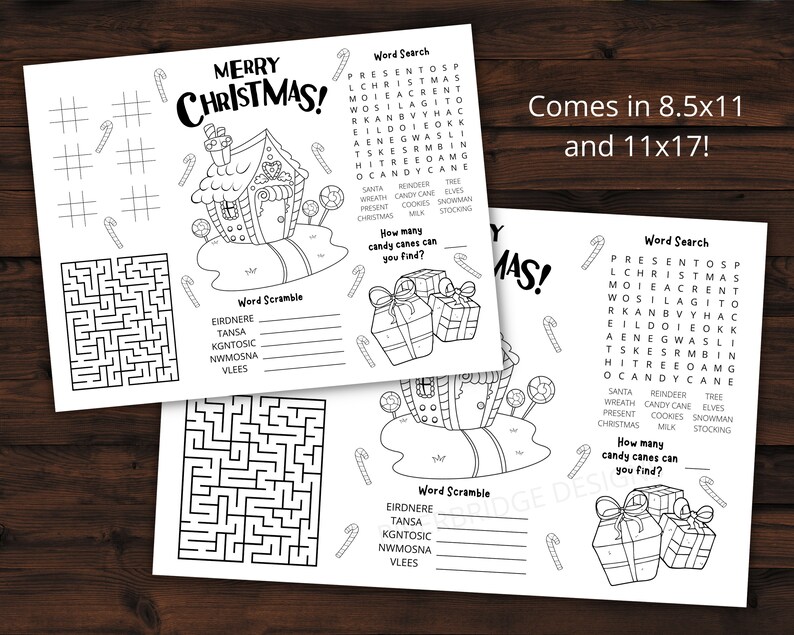 Christmas Placemat - Printable Activities for Families and Kids | 8 ...