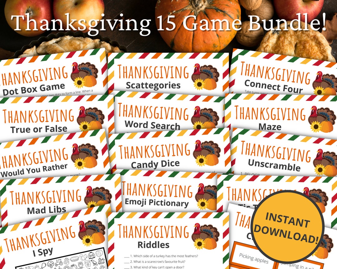 Thanksgiving Game Bundle Printable Thanksgiving Games for - Etsy