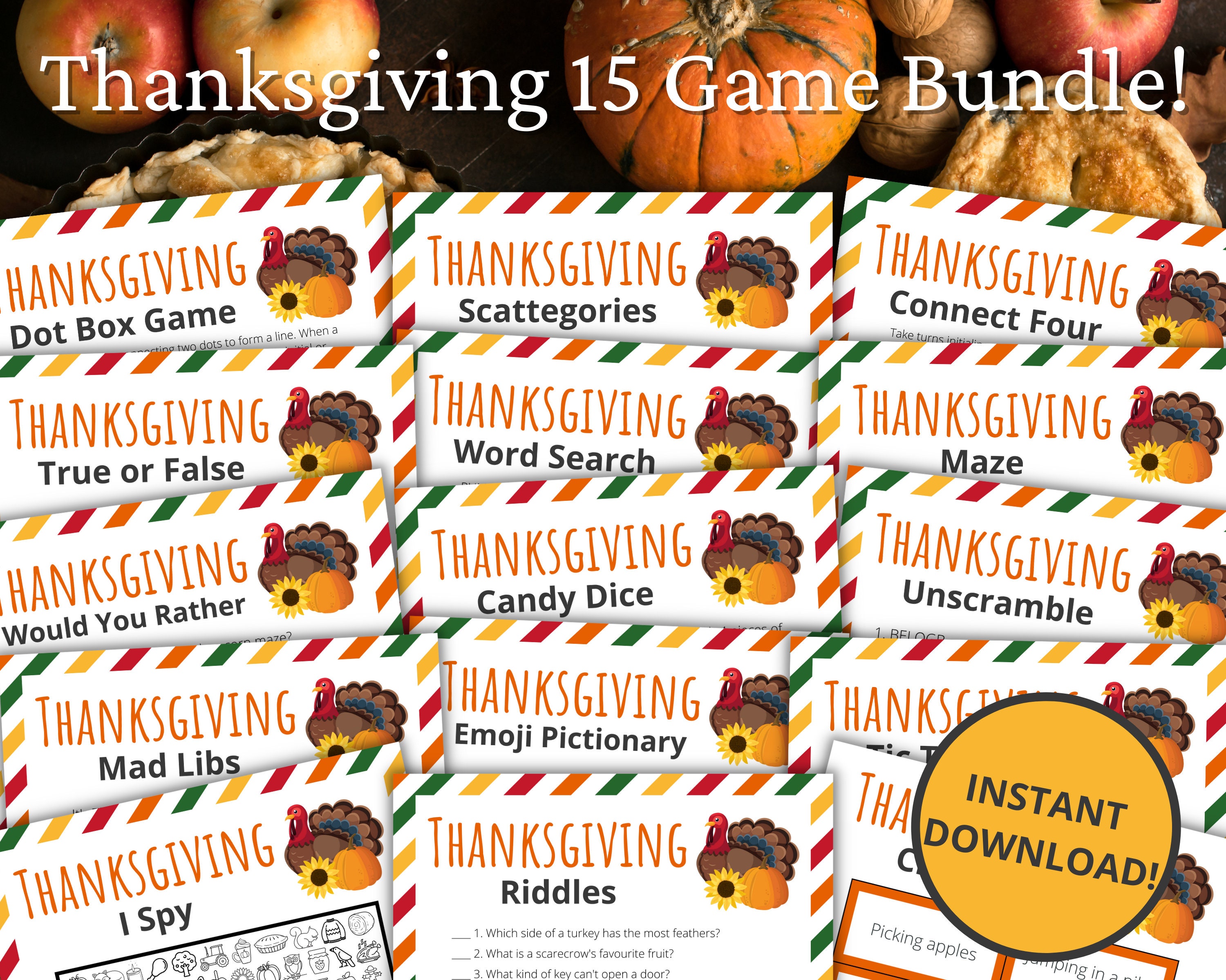 Thanksgiving Game Bundle Printable Thanksgiving Games for - Etsy