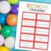 Birthday Charades | Printable Birthday Party Game | Birthday Activity ...