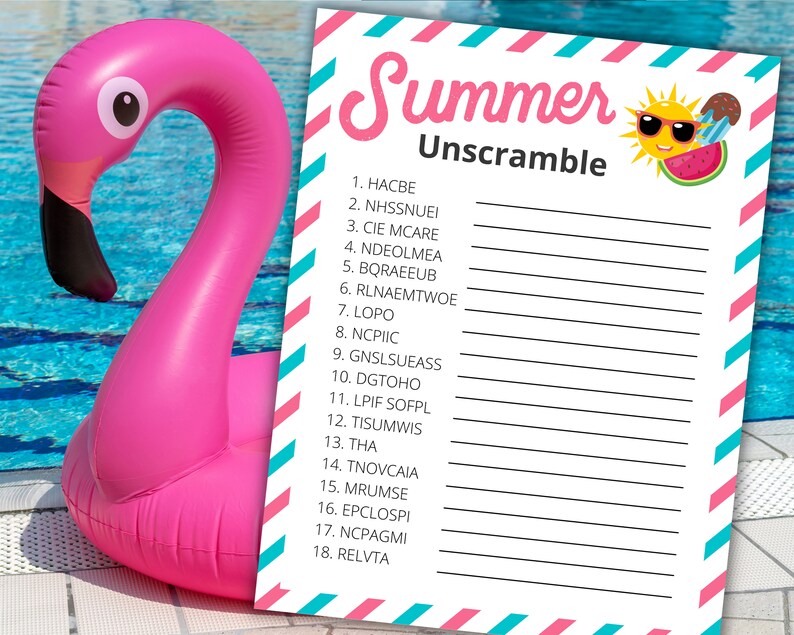 Summer Unscramble Game | Printable Summer Game | Summer Activity for ...