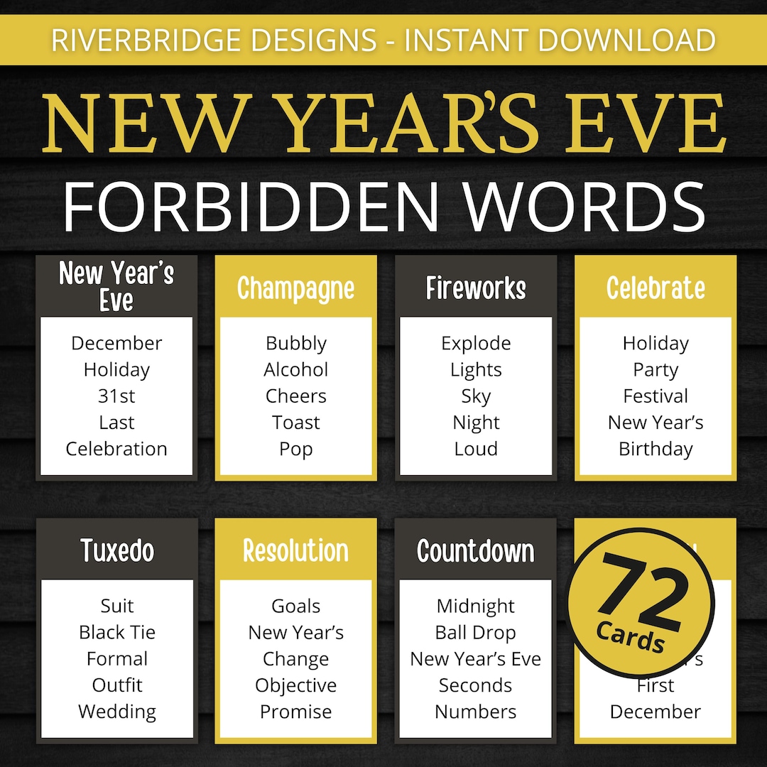 New Year's Eve Forbidden Words | Printable New Year's Game | New Year's ...