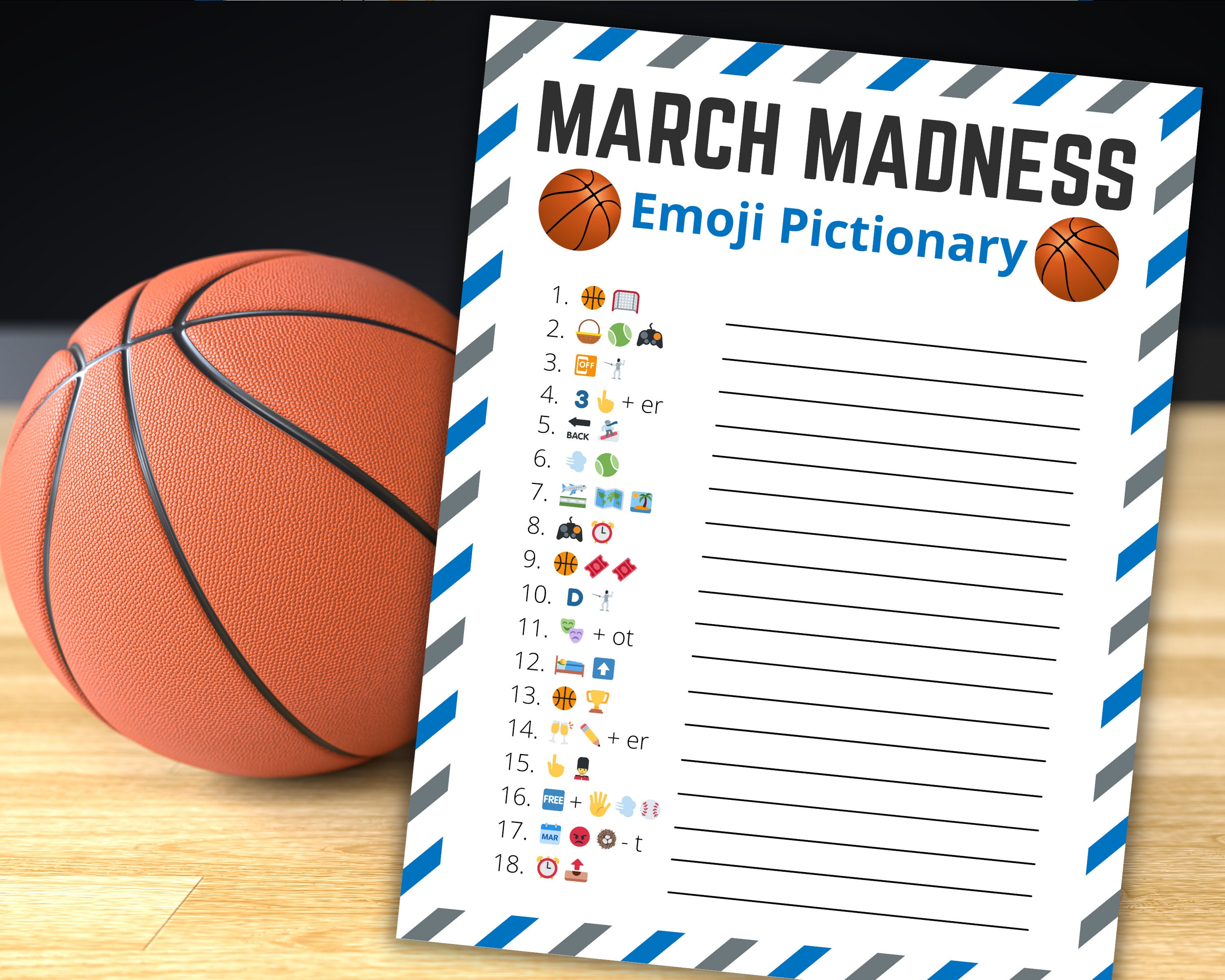 March Madness Emoji Pictionary Printable March Madness Game - Etsy