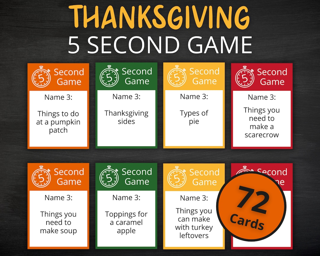 Thanksgiving 5 Second Game Printable Thanksgiving Game Thanksgiving ...