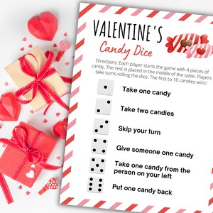 Valentine's Day Candy Dice Game | Printable Valentine's Day Game ...