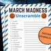 March Madness Unscramble Game Printable March Madness Game for Kids and ...