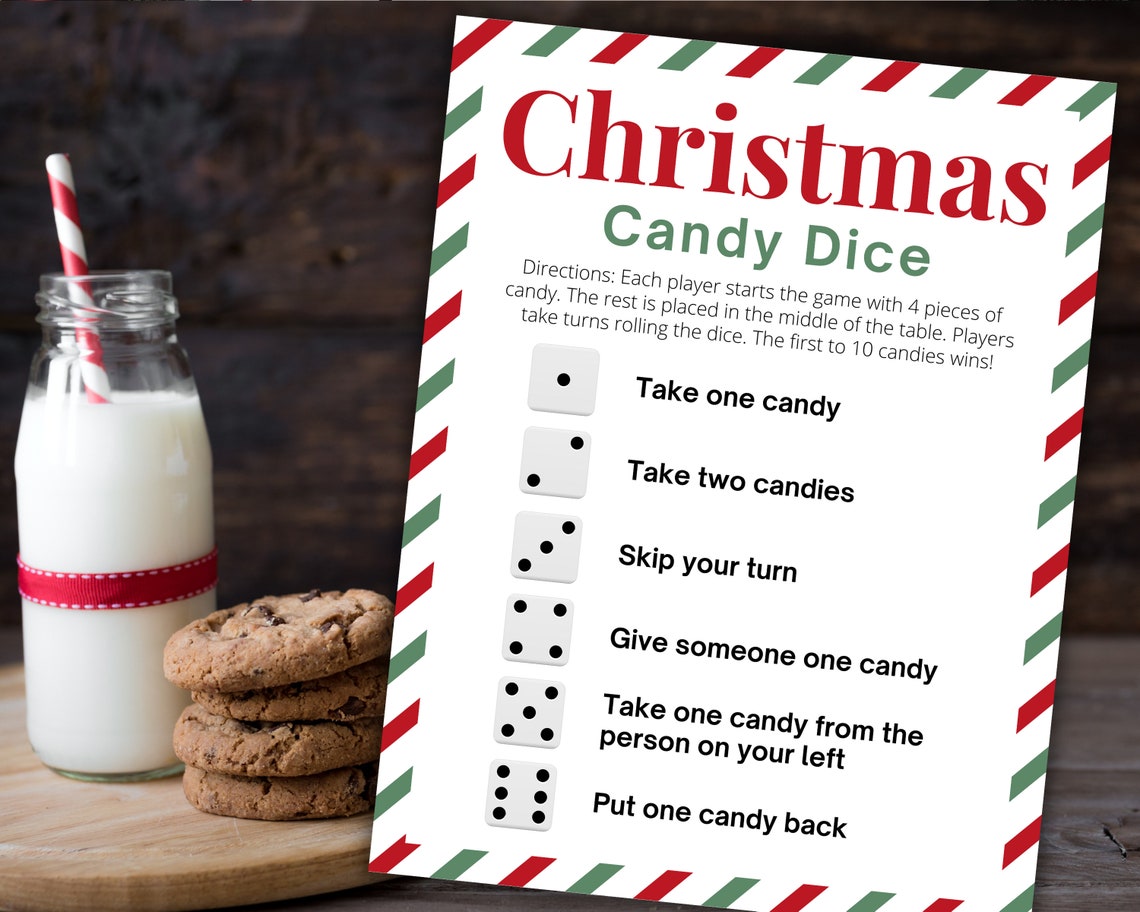 Christmas Candy Dice Game | Printable Christmas Game | Christmas ...