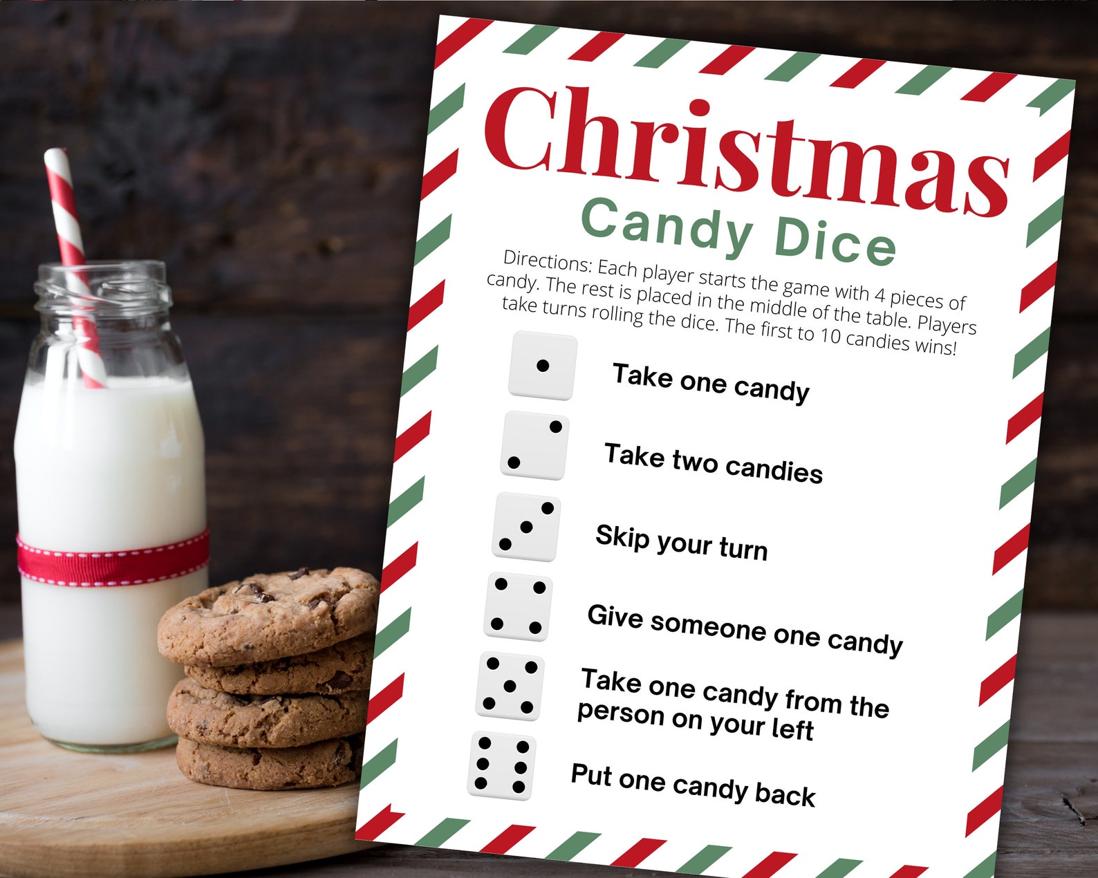 Christmas Candy Dice Game | Printable Christmas Game | Christmas ...