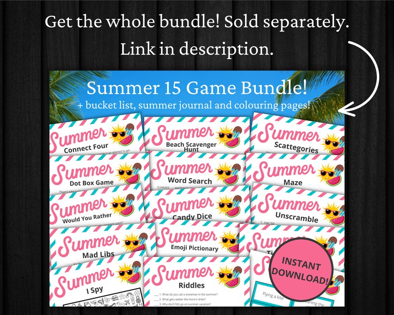 Summer Riddles Printable Summer Game Summer Activity for - Etsy