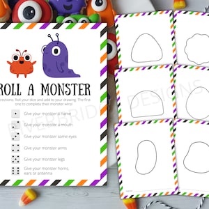 Roll A Monster Game | Printable Halloween Game | Halloween Activity for ...