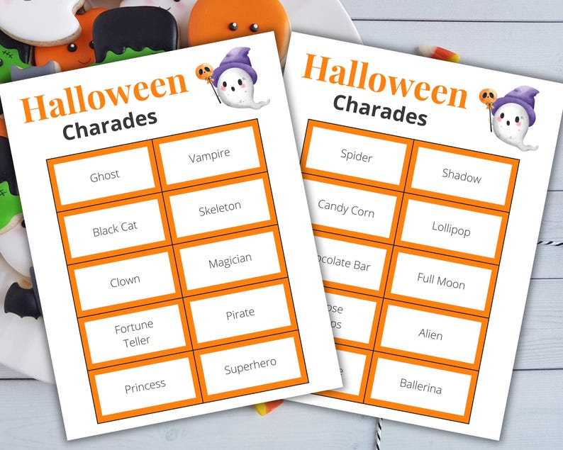 Halloween Charades | Printable Halloween Game | Halloween Activity for ...