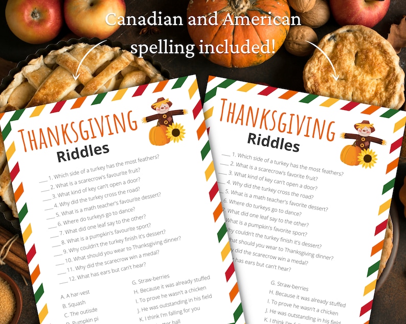 Thanksgiving Riddles Printable Thanksgiving Game - Etsy