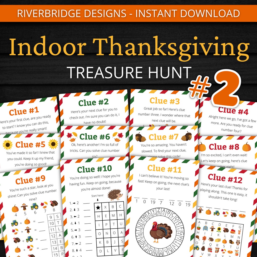 Indoor Thanksgiving Treasure Hunt #2 for Older Kids | Thanksgiving ...