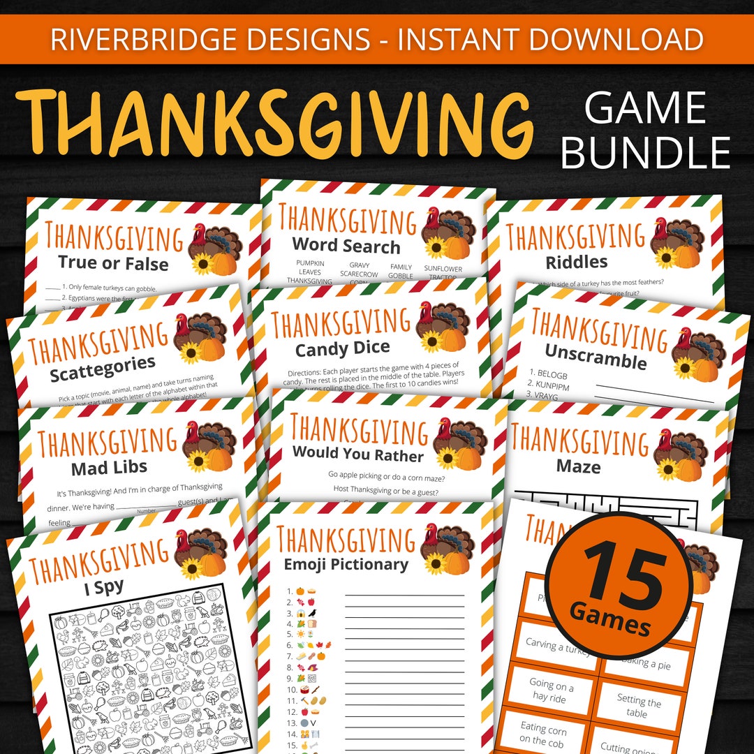 Thanksgiving Game Bundle | Printable Thanksgiving Games for Kids and ...