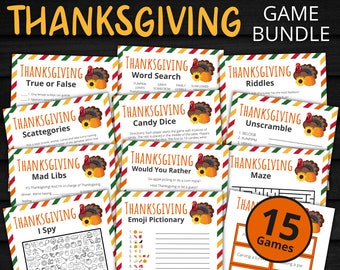 Thanksgiving Games Printable Bundle | Thanksgiving 15 Game Bundle ...