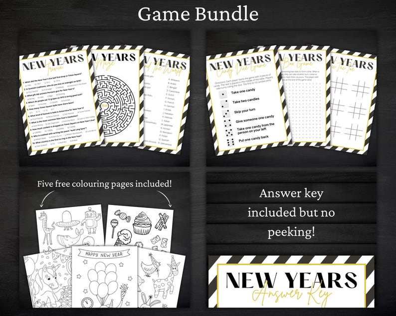 New Year's Eve Mega Game Bundle | Printable New Years Games for Kids ...