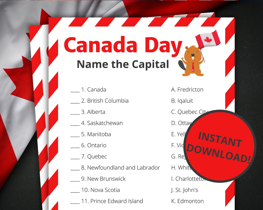 Canada Day Name the Capital Game | Printable Canada Day Game | Canada ...