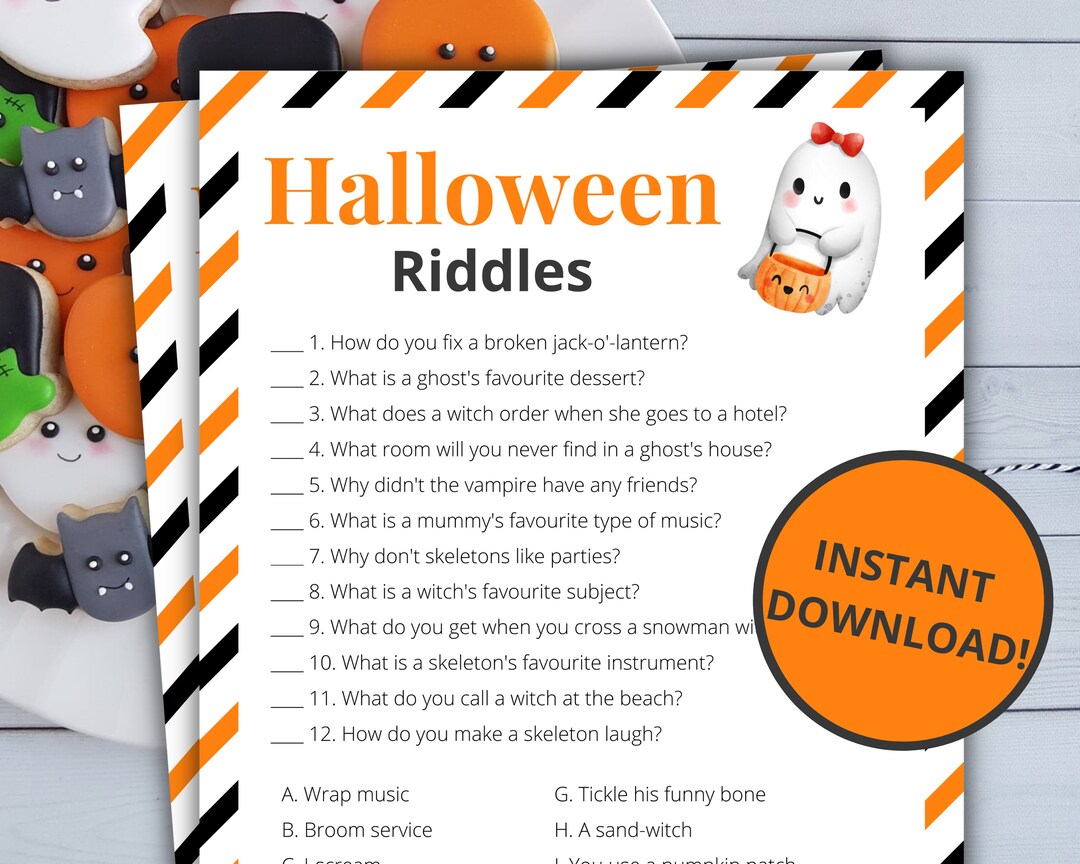 Halloween Riddles | Printable Halloween Game | Halloween Activity for ...