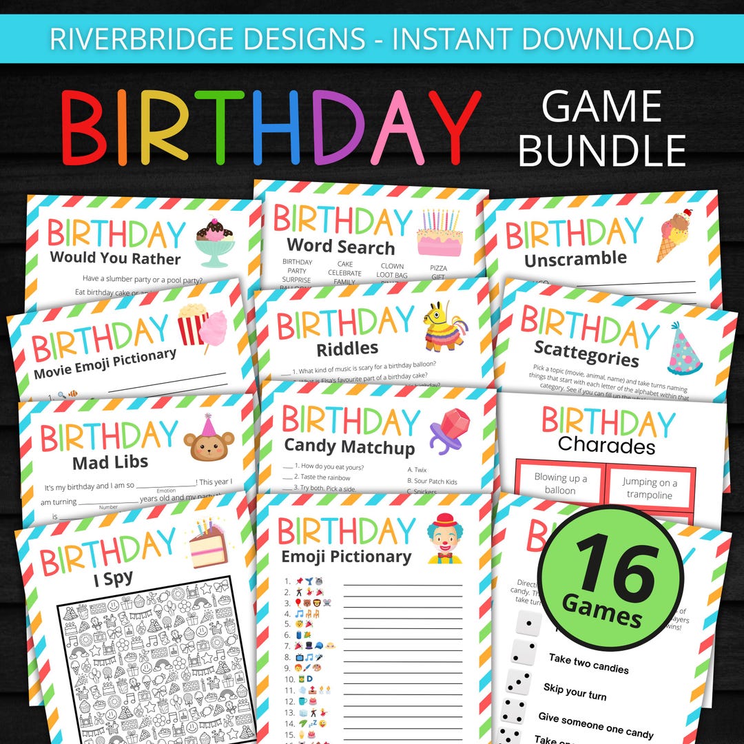 Birthday Game Bundle | Printable Birthday Party Games for Toddlers ...