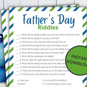Father's Day Riddles Printable Father's Day Games for Kids and Adults ...