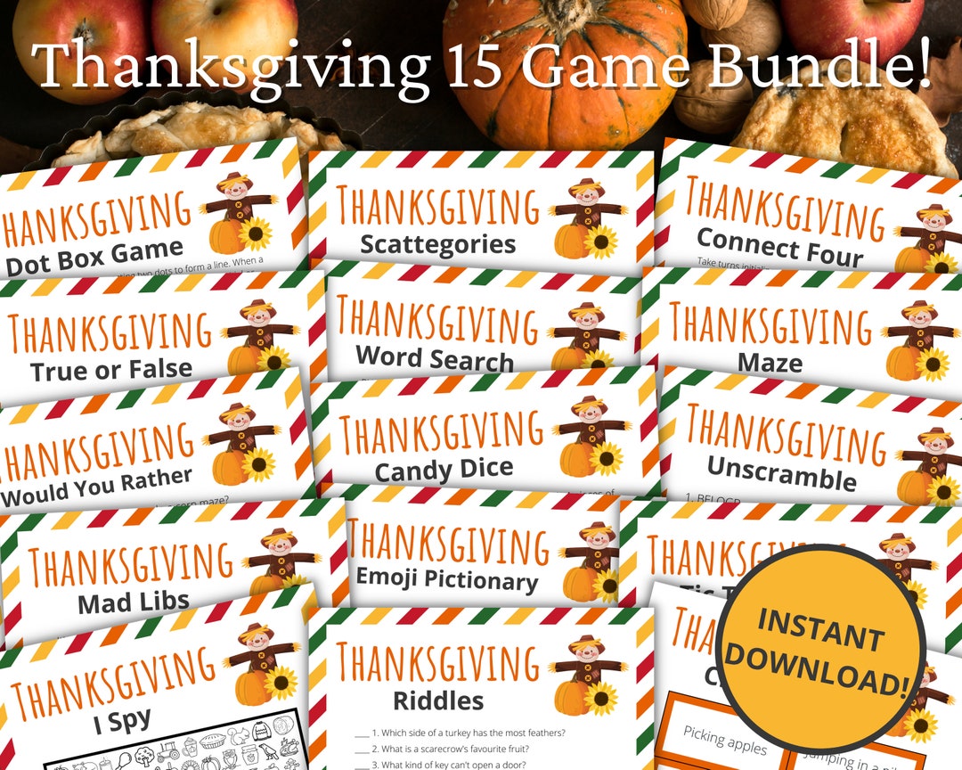 Thanksgiving Game Bundle Printable Thanksgiving Games for - Etsy