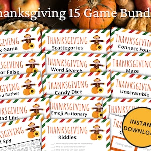 Thanksgiving Game Bundle Printable Thanksgiving Games for - Etsy
