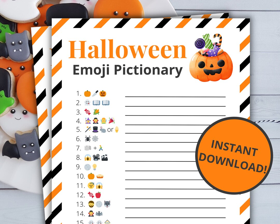 Halloween Emoji Pictionary | Printable Halloween Game | Halloween ...