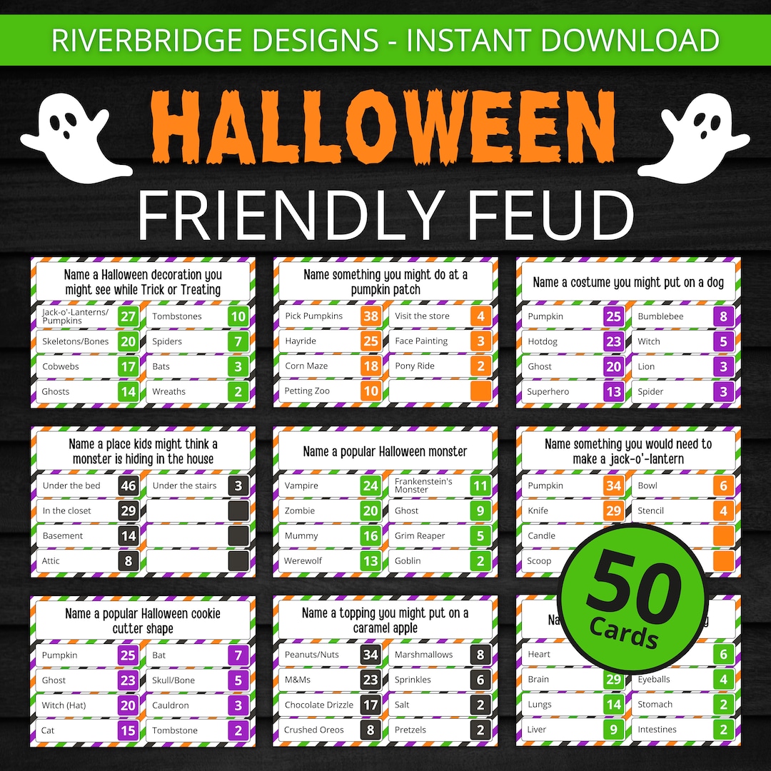 Halloween Friendly Feud | Printable Halloween Game | Halloween Activity ...