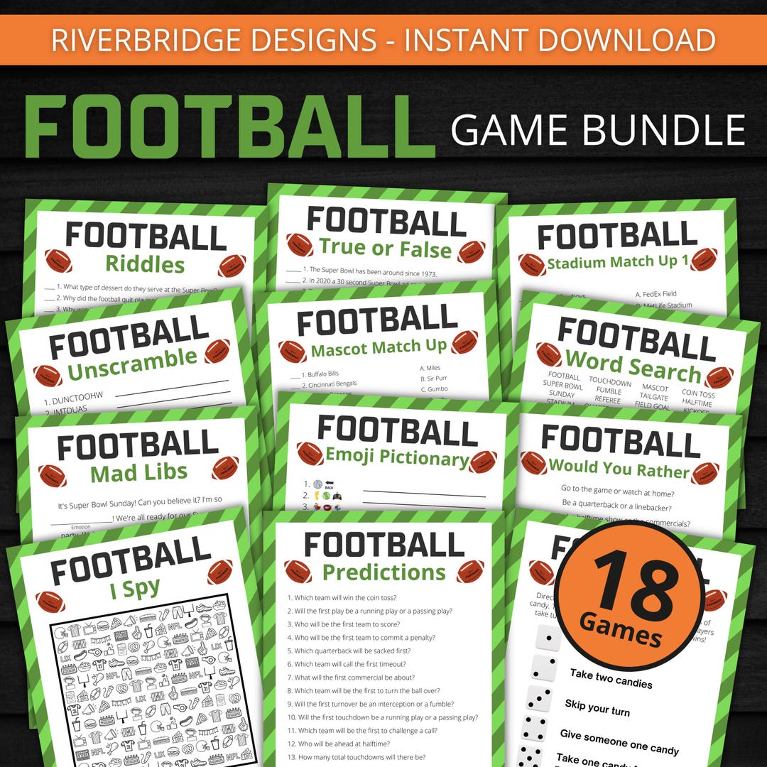 Football Game Bundle | Printable Football Games for Kids and Adults ...