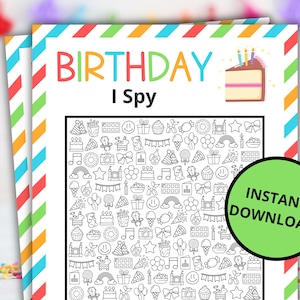 Birthday I Spy | Printable Birthday Party Game | Birthday Activity for ...