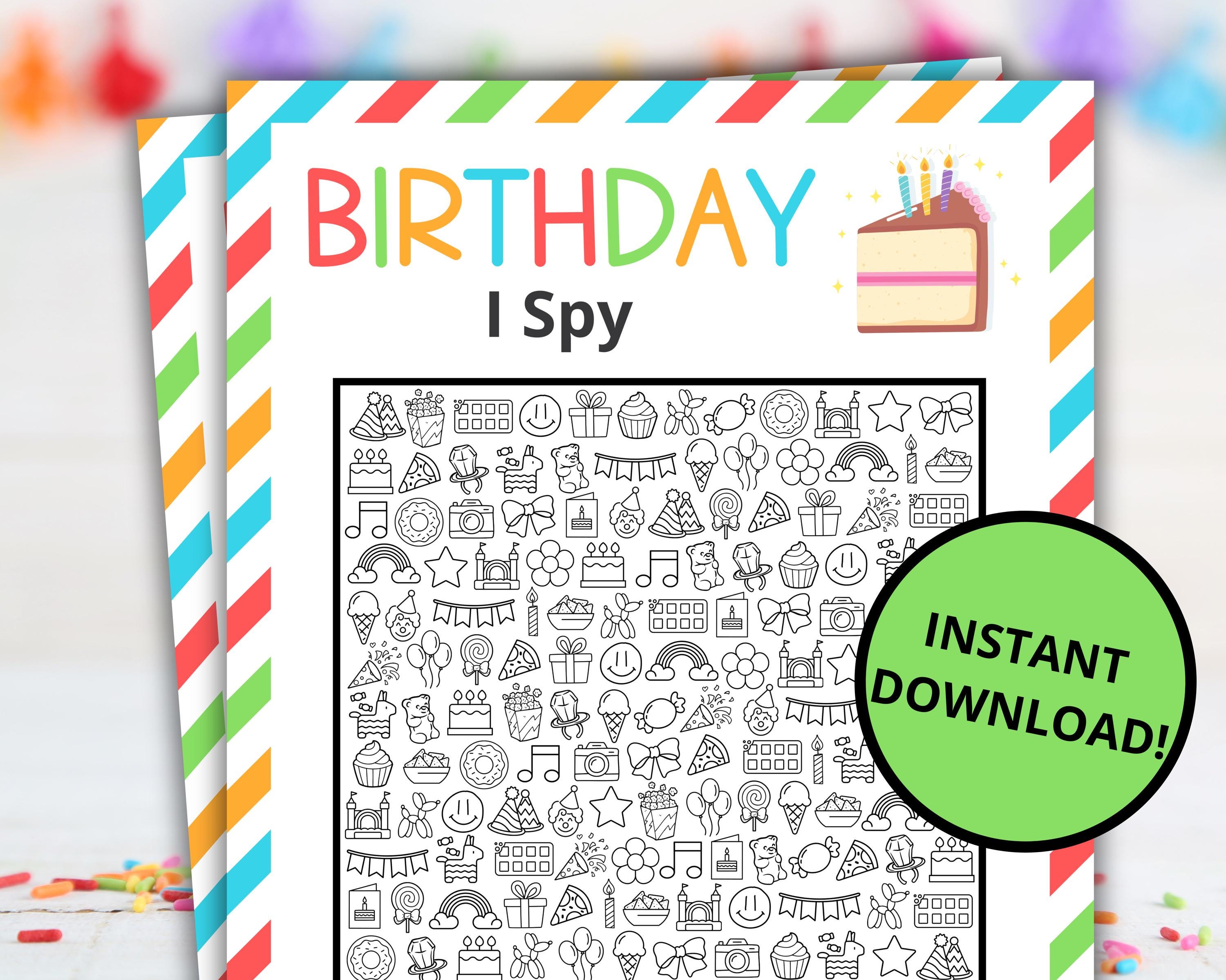 Birthday I Spy | Printable Birthday Party Game | Birthday Activity for ...