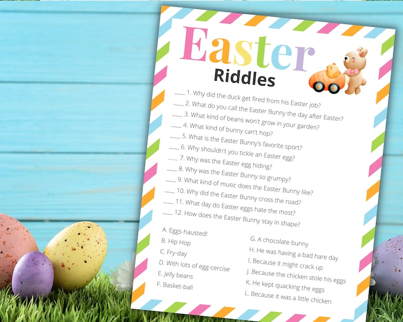 Easter Riddles Printable Easter Game Easter Activity for - Etsy