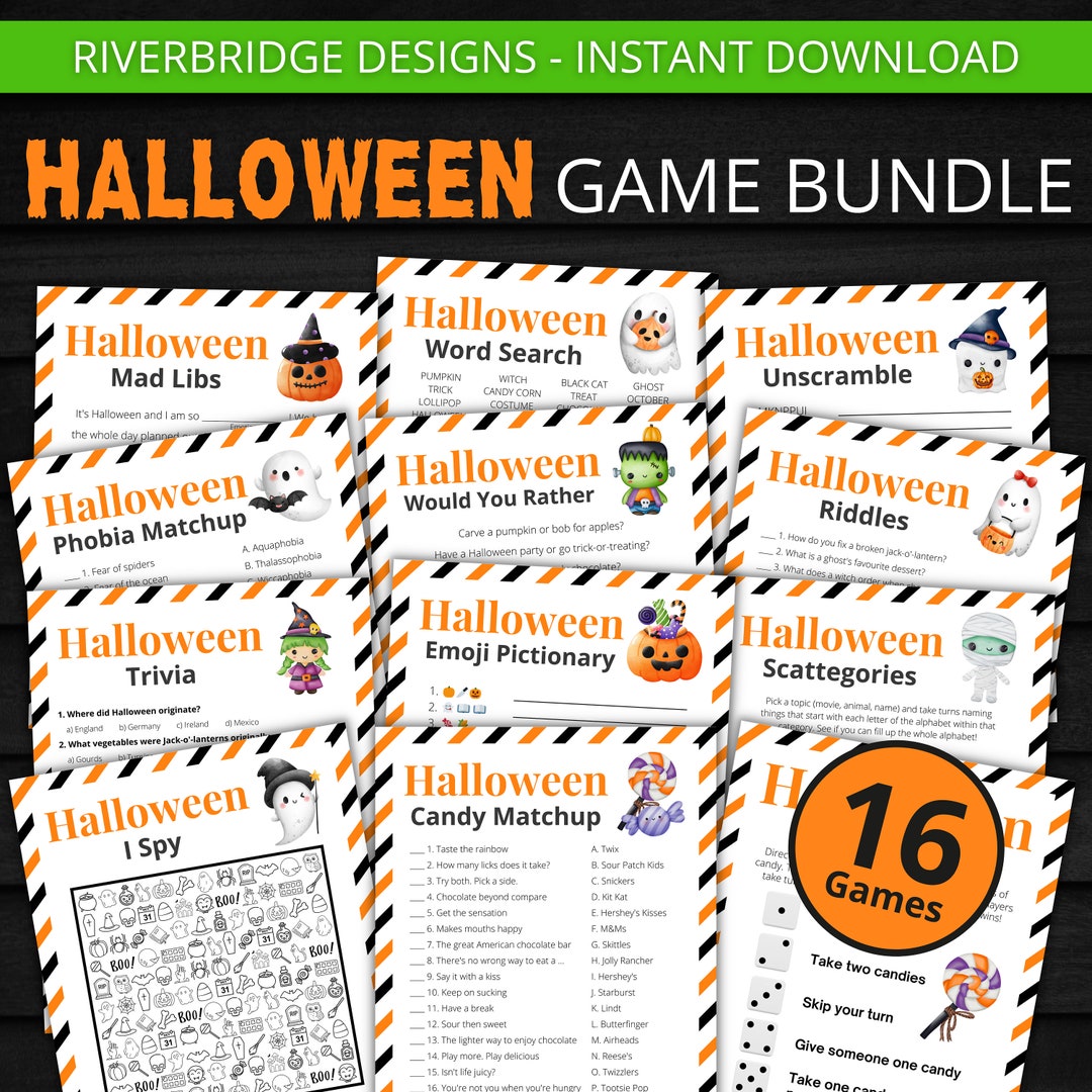 Halloween Game Bundle | Printable Halloween Games for Kids and Adults ...