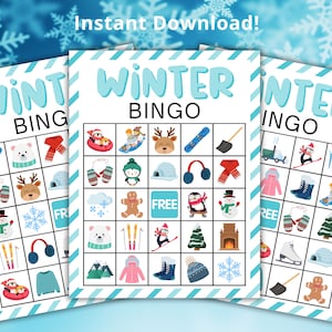 Winter Bingo Winter Party Game Printable Activities for Families and ...