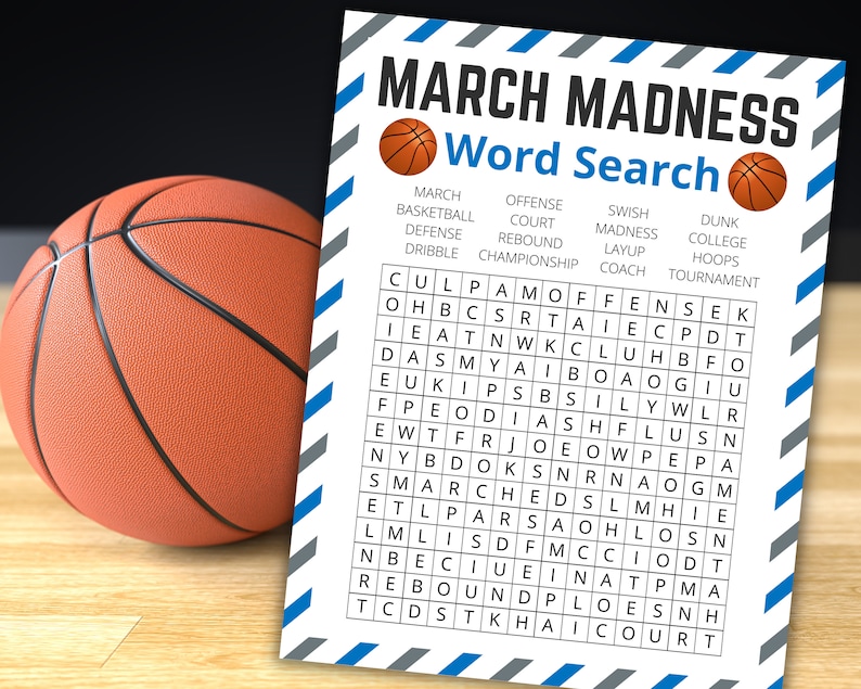 March Madness Word Search Printable March Madness Game for - Etsy
