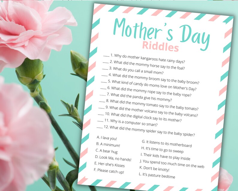 Mother's Day Riddles Printable Mother's Day Games - Etsy