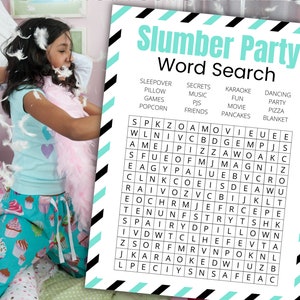 Slumber Party Word Search | Printable Sleepover Games for Kids and ...
