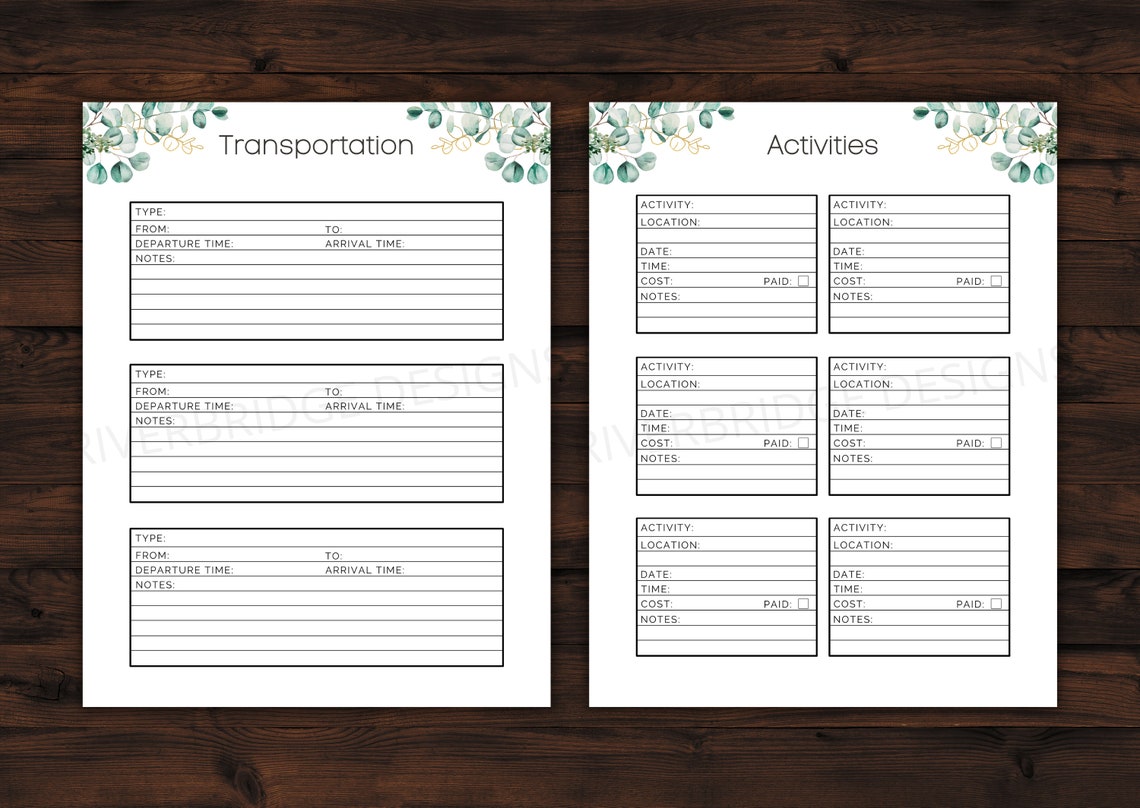 Printable Travel Planner | Vacation Planner | Trip Itinerary | Travel ...
