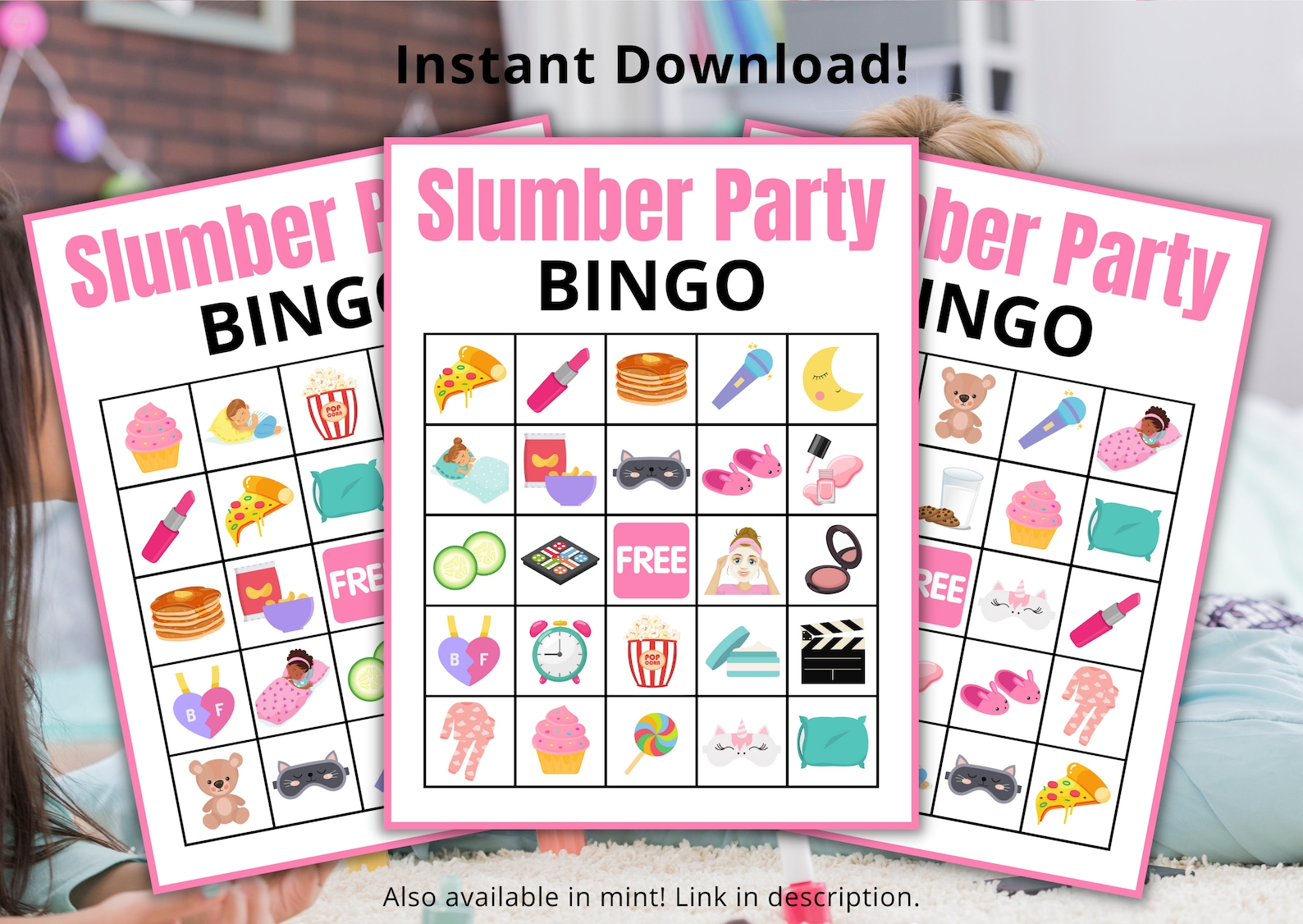 Slumber Party Bingo Printable Sleepover Games for Kids and - Etsy