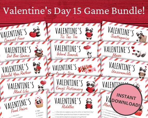 Valentine's Day Game Bundle Printable Valentine's | Etsy