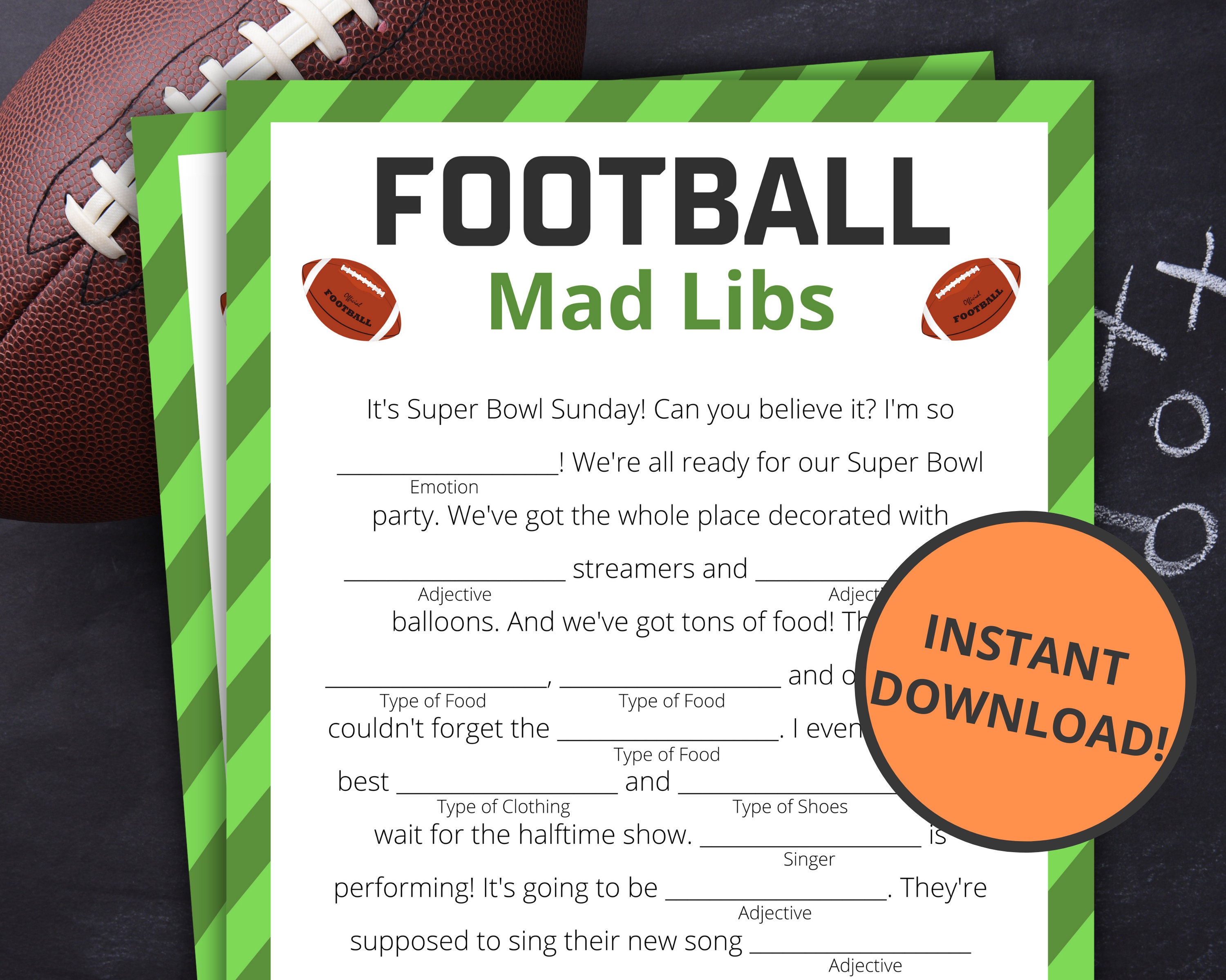 Football Mad Libs | Printable Football Game | Football Activity for ...
