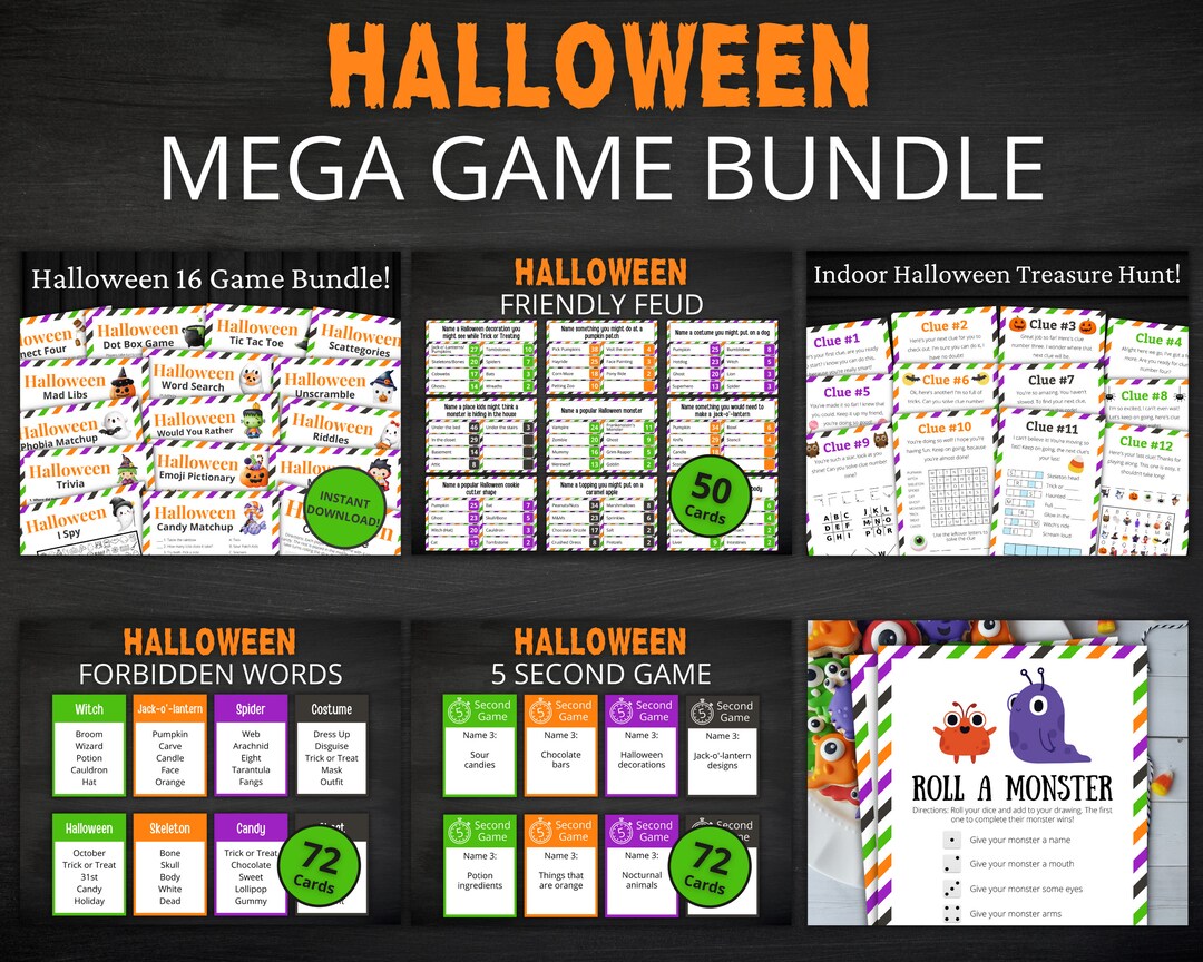 Halloween Mega Game Bundle Printable Halloween Games for Kids and ...