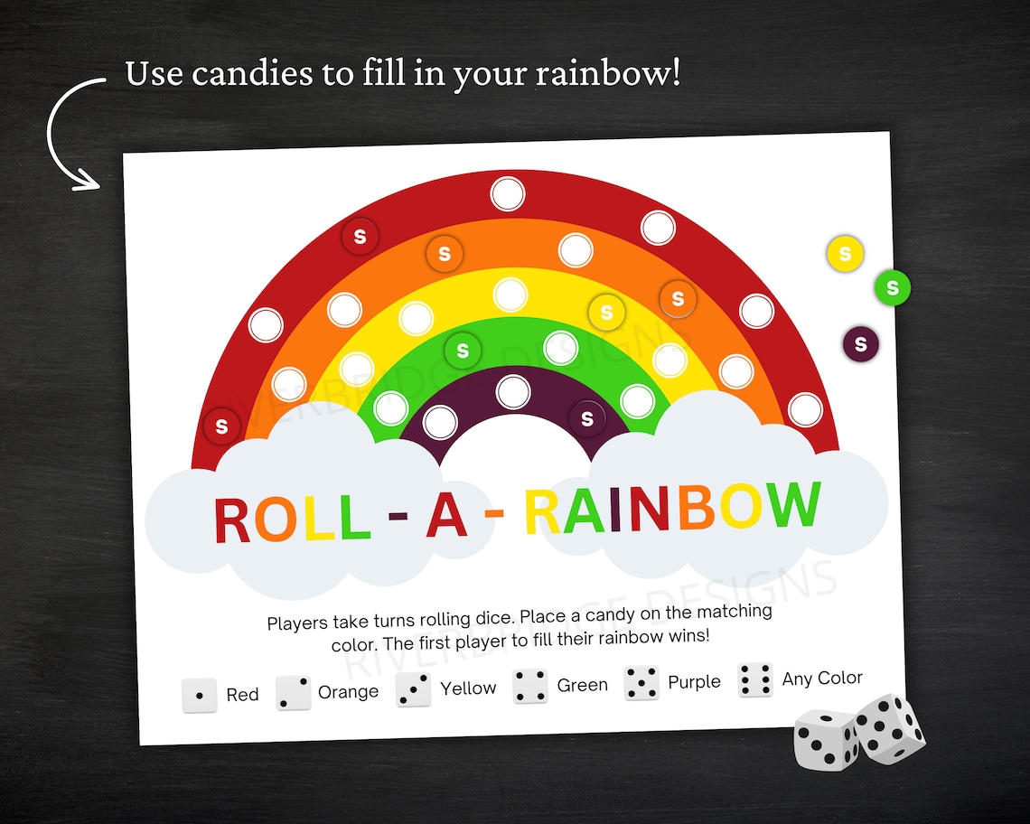 Roll A Rainbow Dice Game | Printable St. Patrick's Day Game | Spring ...