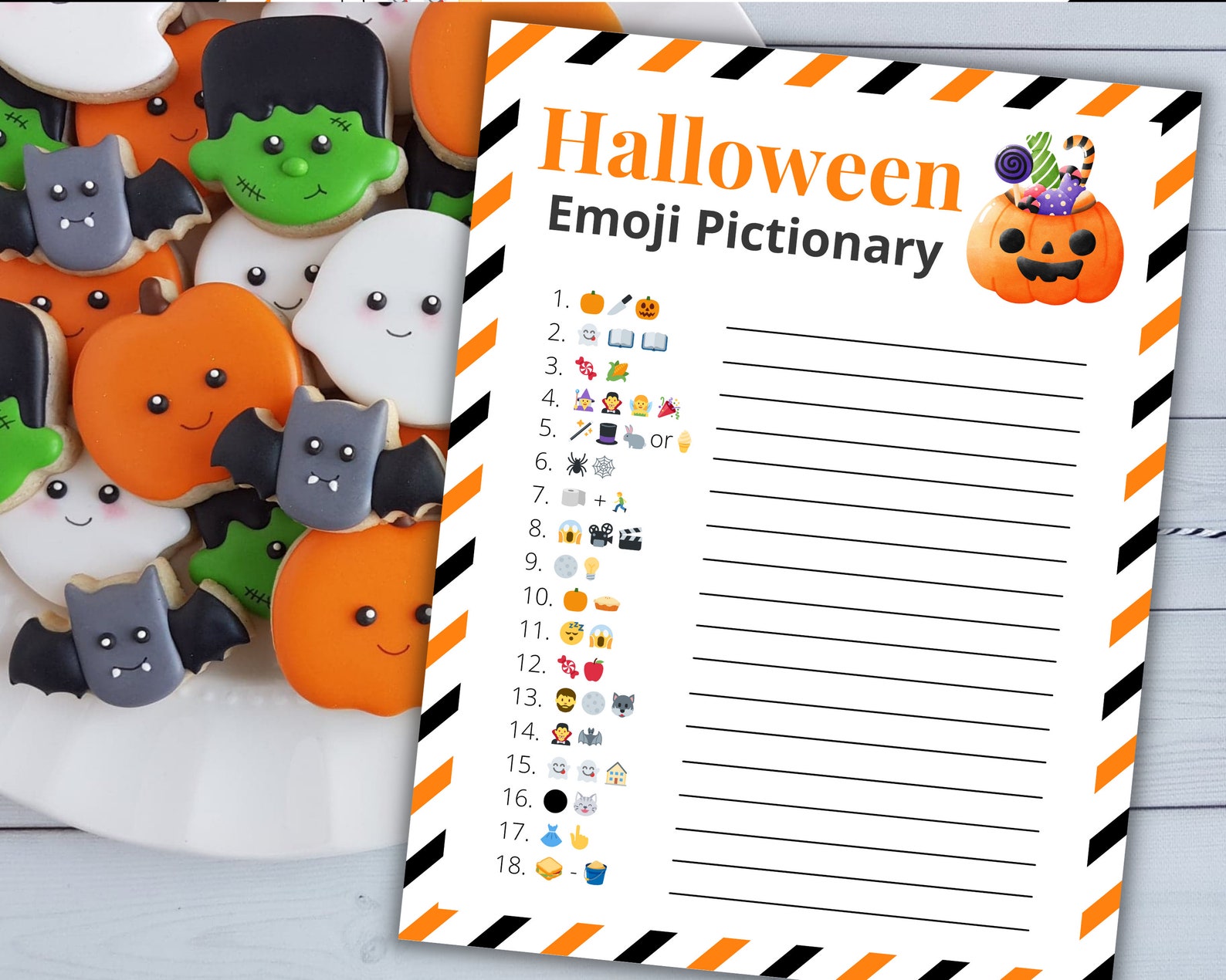 Halloween Emoji Pictionary Printable Halloween Game - Etsy