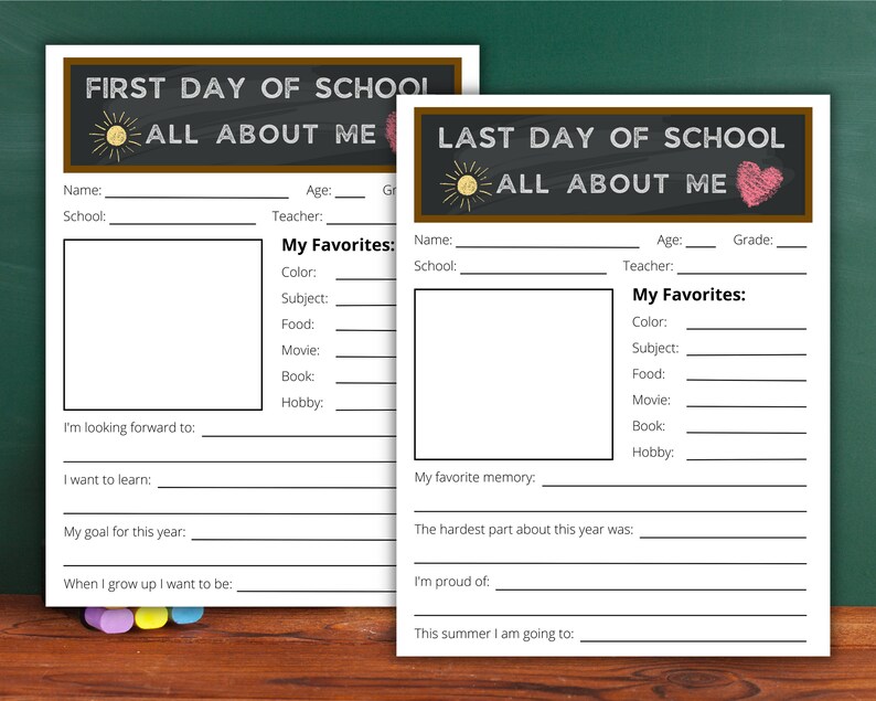First Day of School Journal | First Day/last Day Questionnaire | Back ...