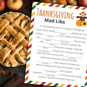 Thanksgiving Mad Libs | Printable Thanksgiving Game | Thanksgiving ...