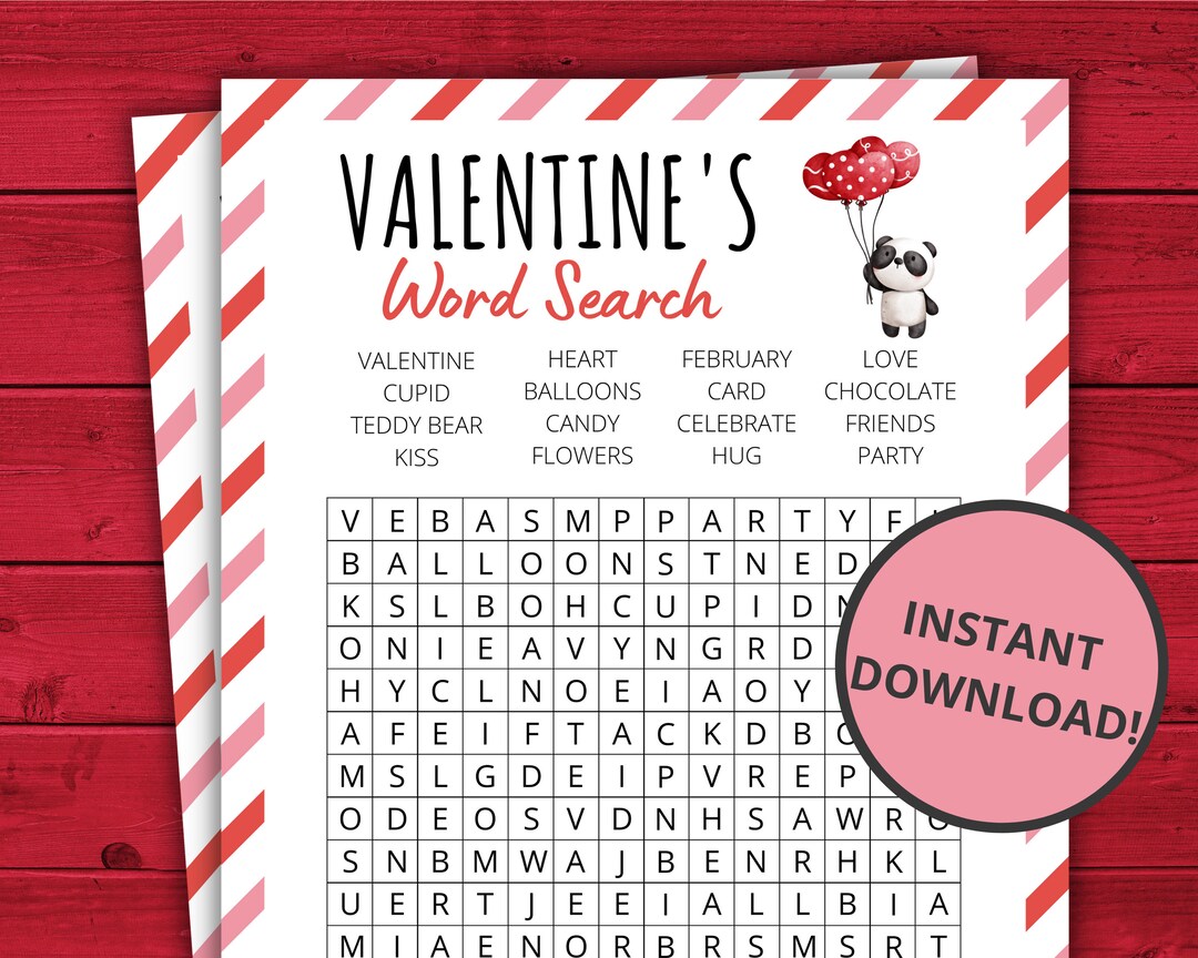 Valentine's Day Word Search | Valentine's Party Games | Valentines Day ...