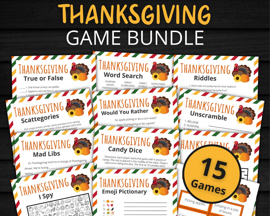 Thanksgiving Game Bundle Printable Thanksgiving Games for Kids and ...