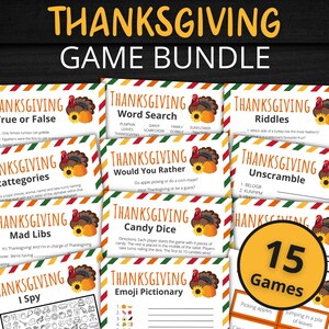 Thanksgiving Game Bundle Printable Thanksgiving Games for Kids and ...